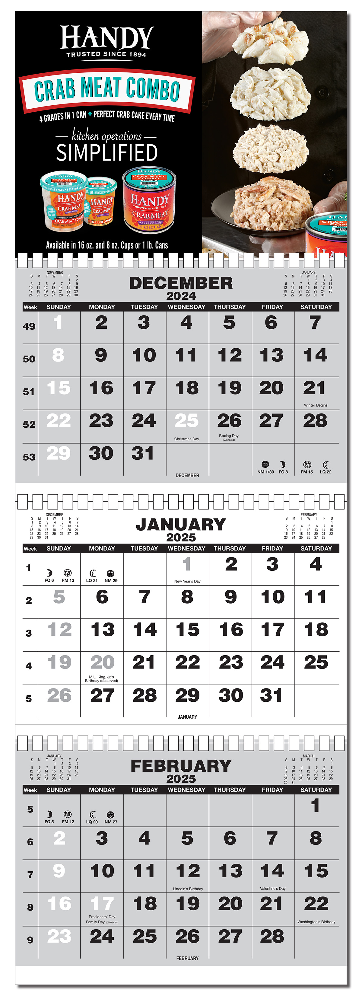 3 Month/4 Panel Calendar: Advertising Large Number Calendar