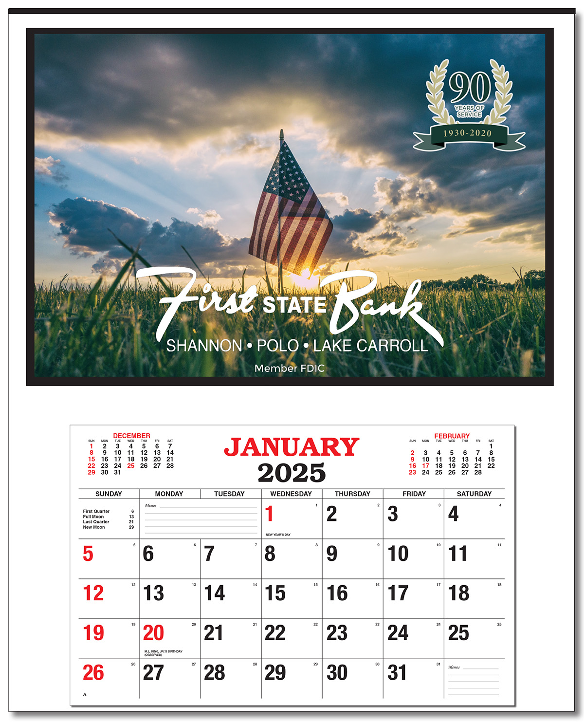 Custom Color Single Picture Apron Diary Printed Business Calendar
