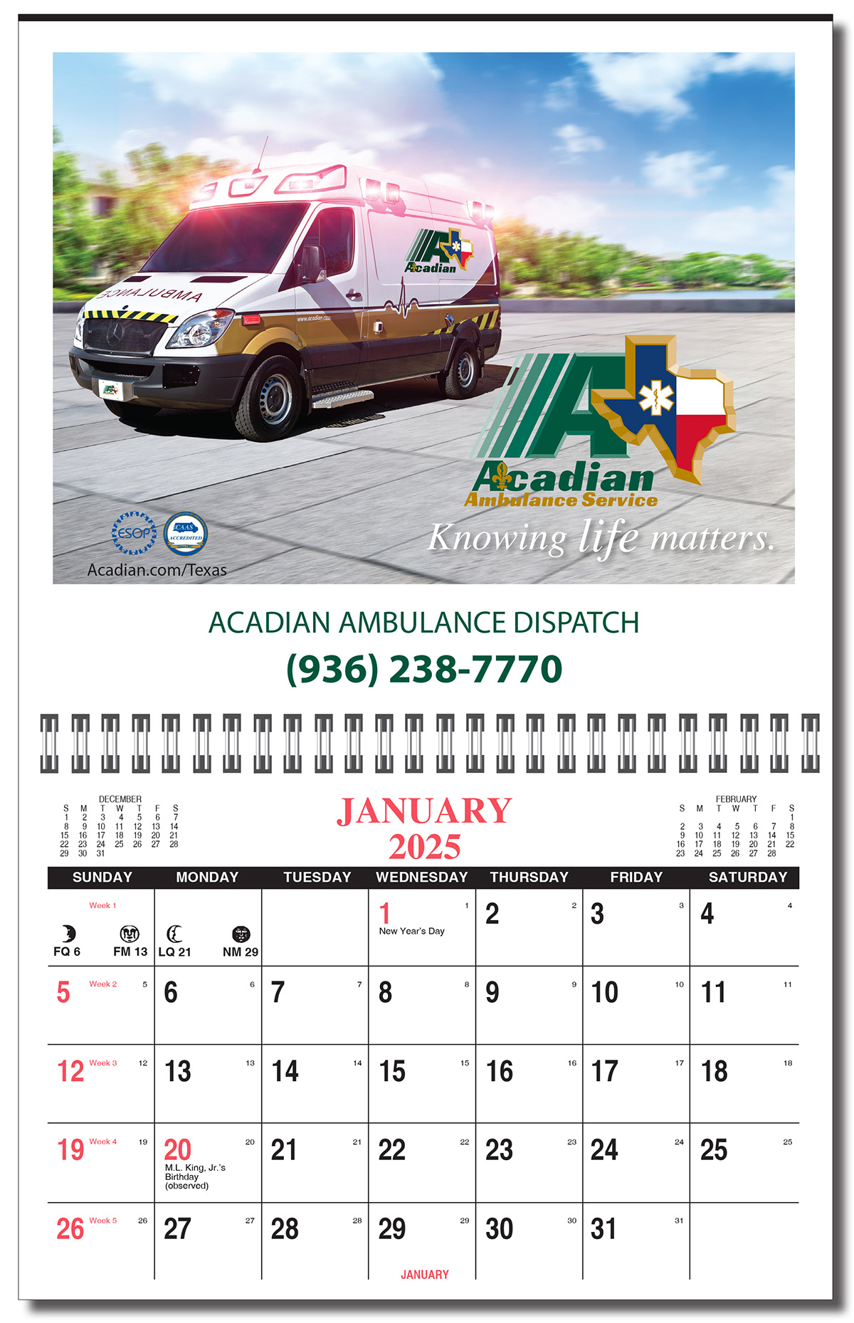 Custom One Picture Calendar: Full Color, Wire-O Wall Calendar