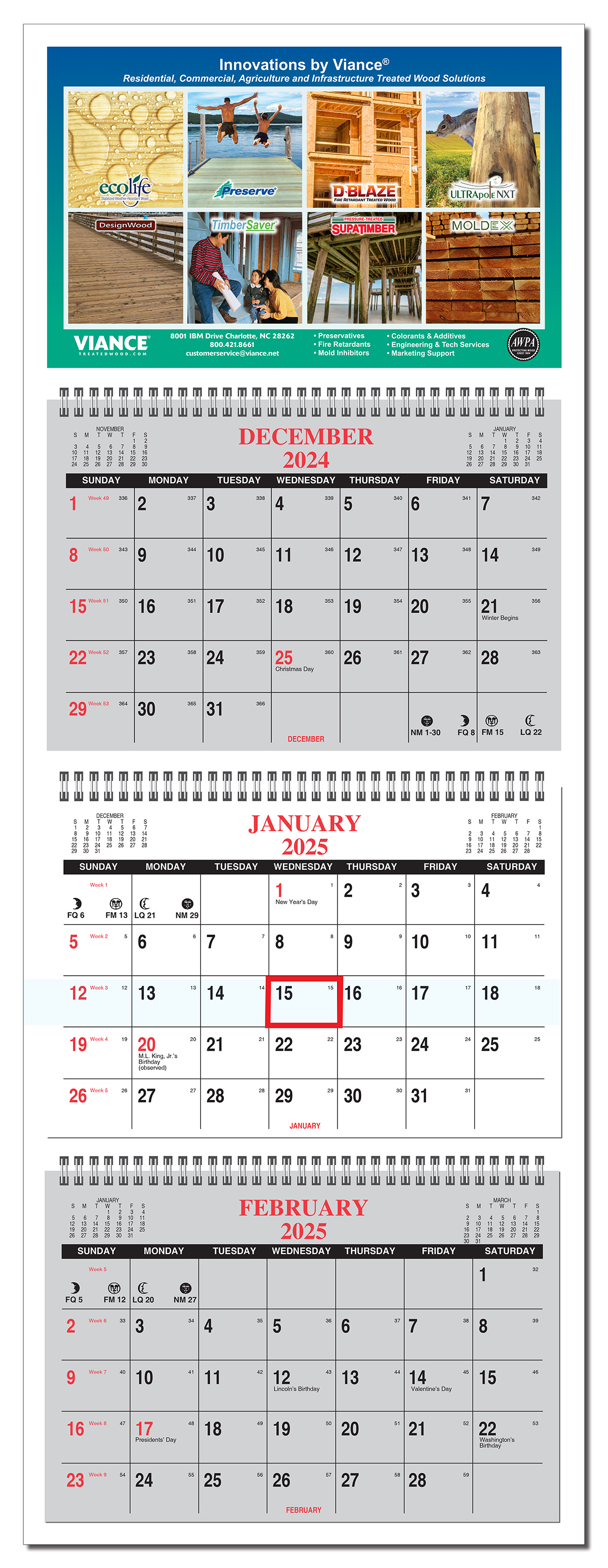 Three Month Calendar with Custom Imprint | 3 Month Calendar View