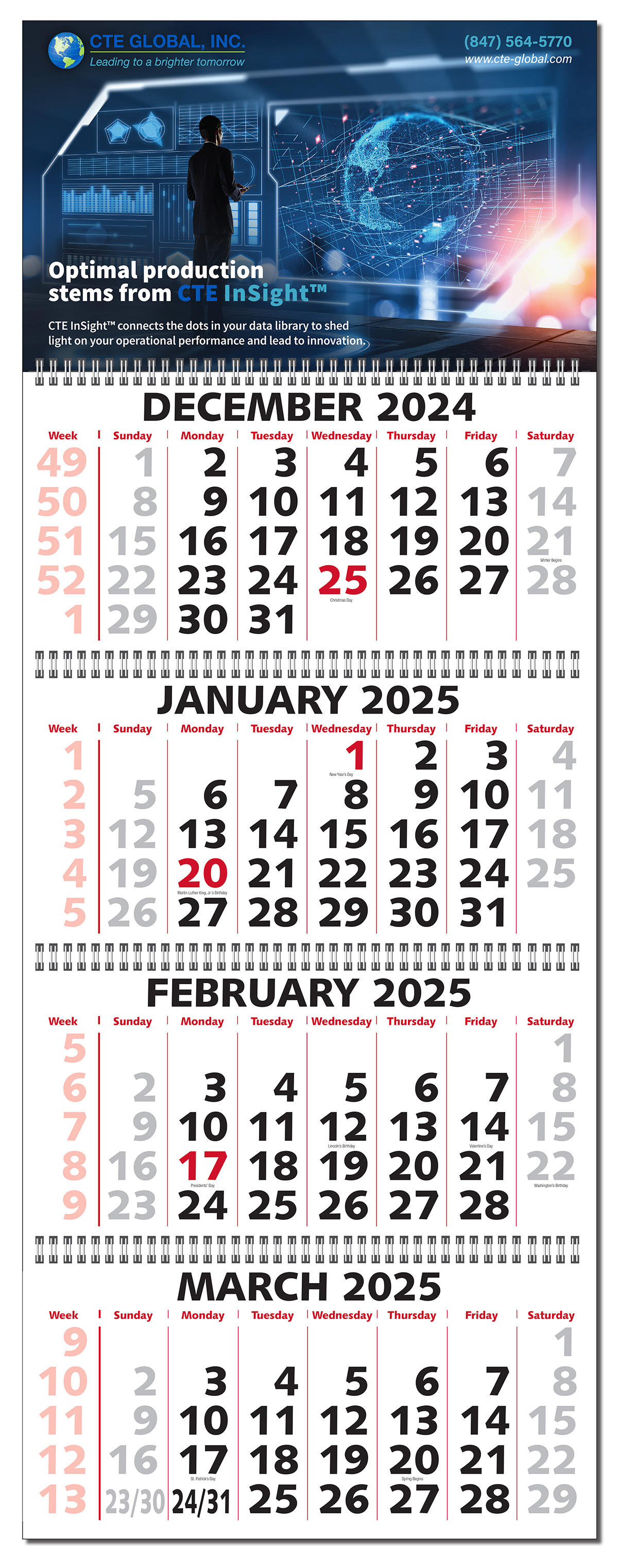 Four-Month-at-a-Glance Calendar (with Ad) Five Panel Calendar: Calendar ...