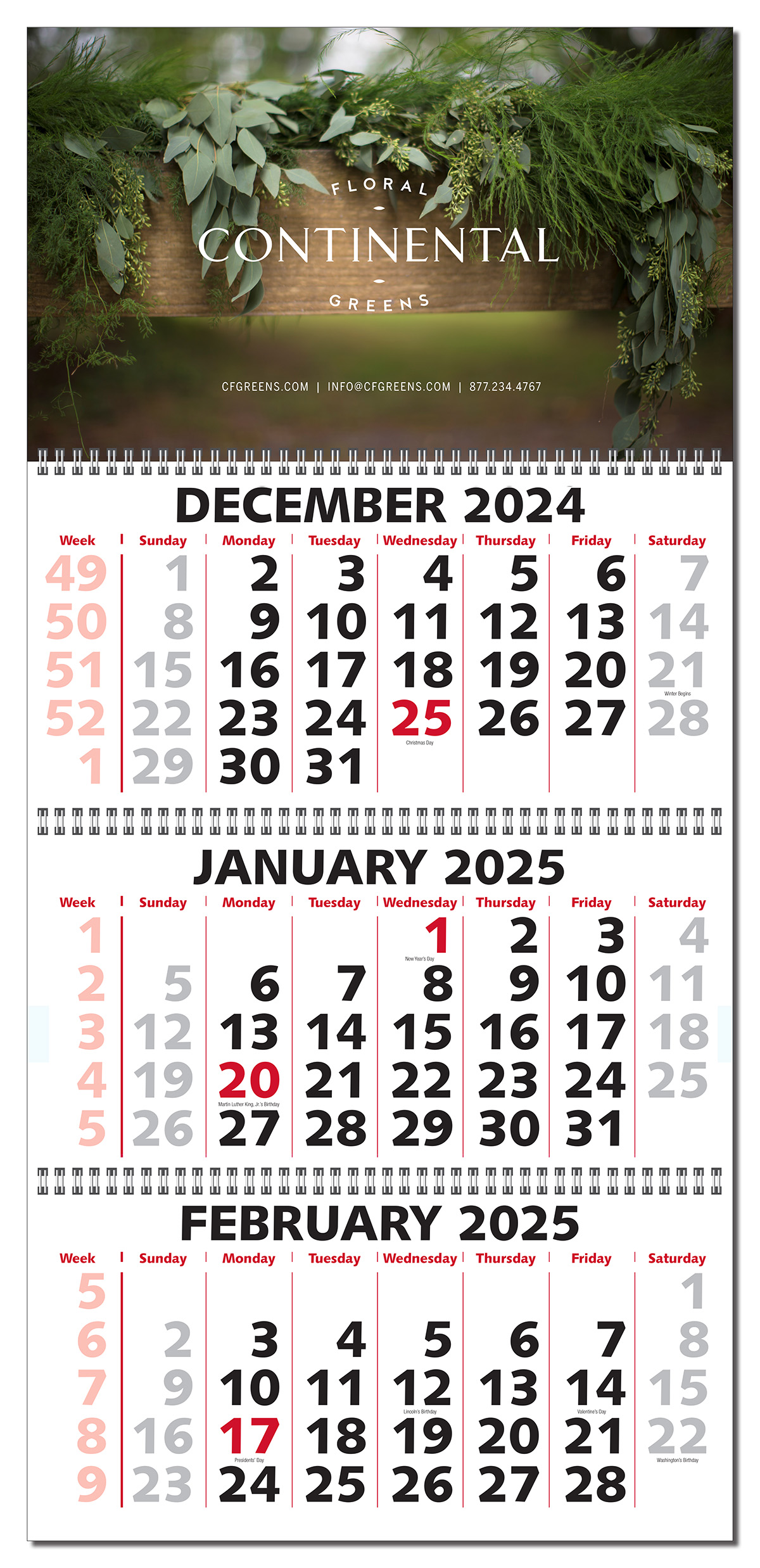 Three Month at a Glance Calendar (WITH AD) includes week numbers ...