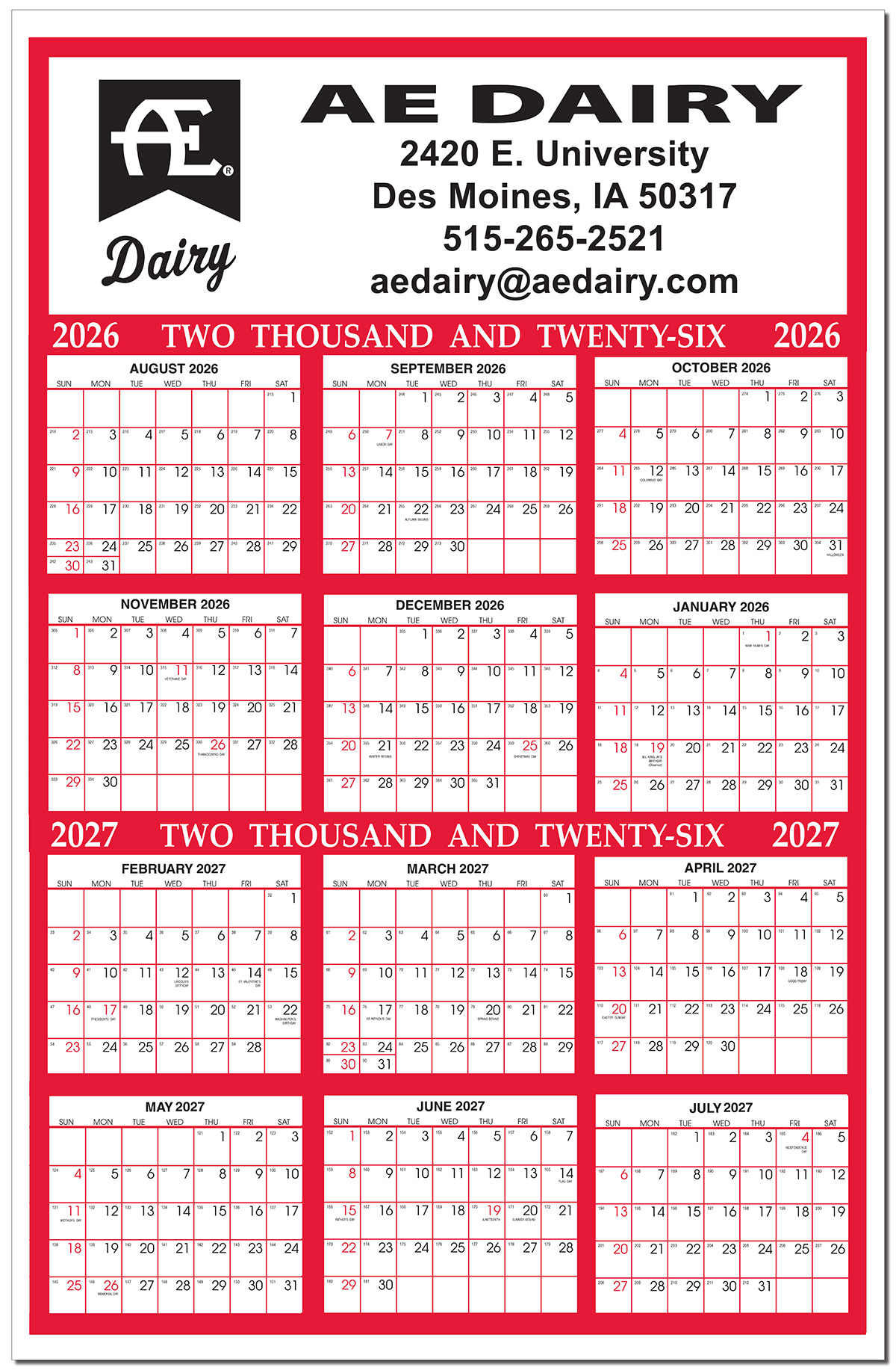 Year‑at‑a‑Glance Academic Calendar | Custom Wall Calendars | Calendar ...