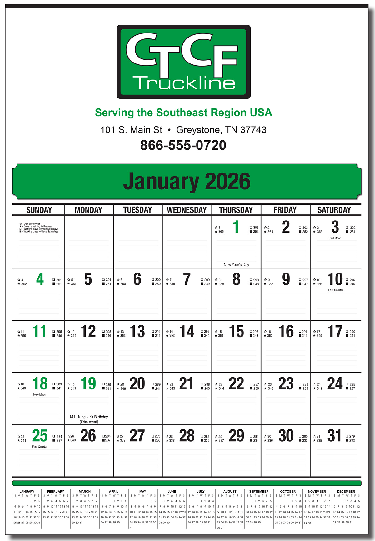 Mid‑Sized Contractor’s Calendar | Branded Calendars | Calendar Company