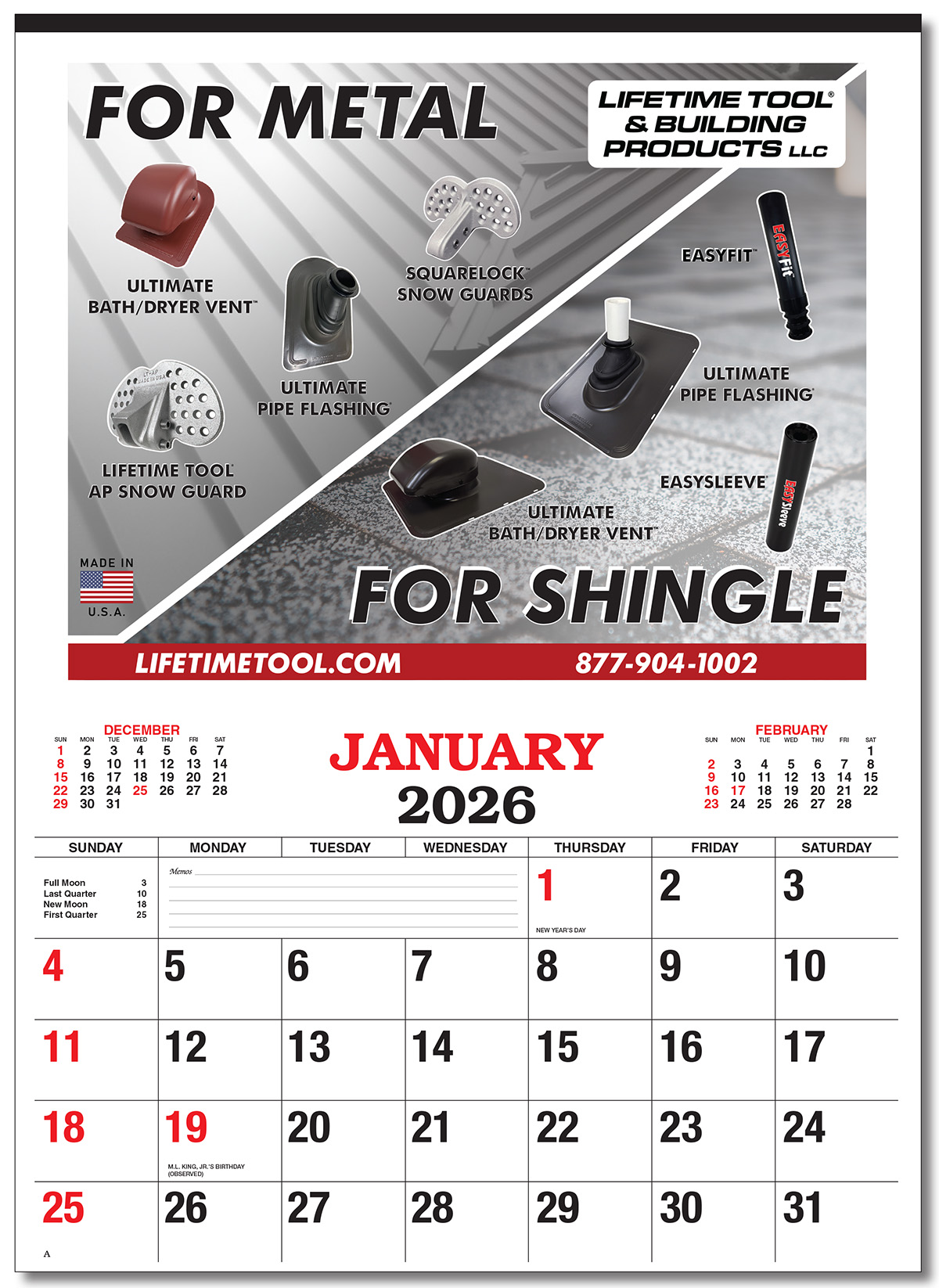 Custom Color Picture Apron Diary 17x22 Business Wall Calendar