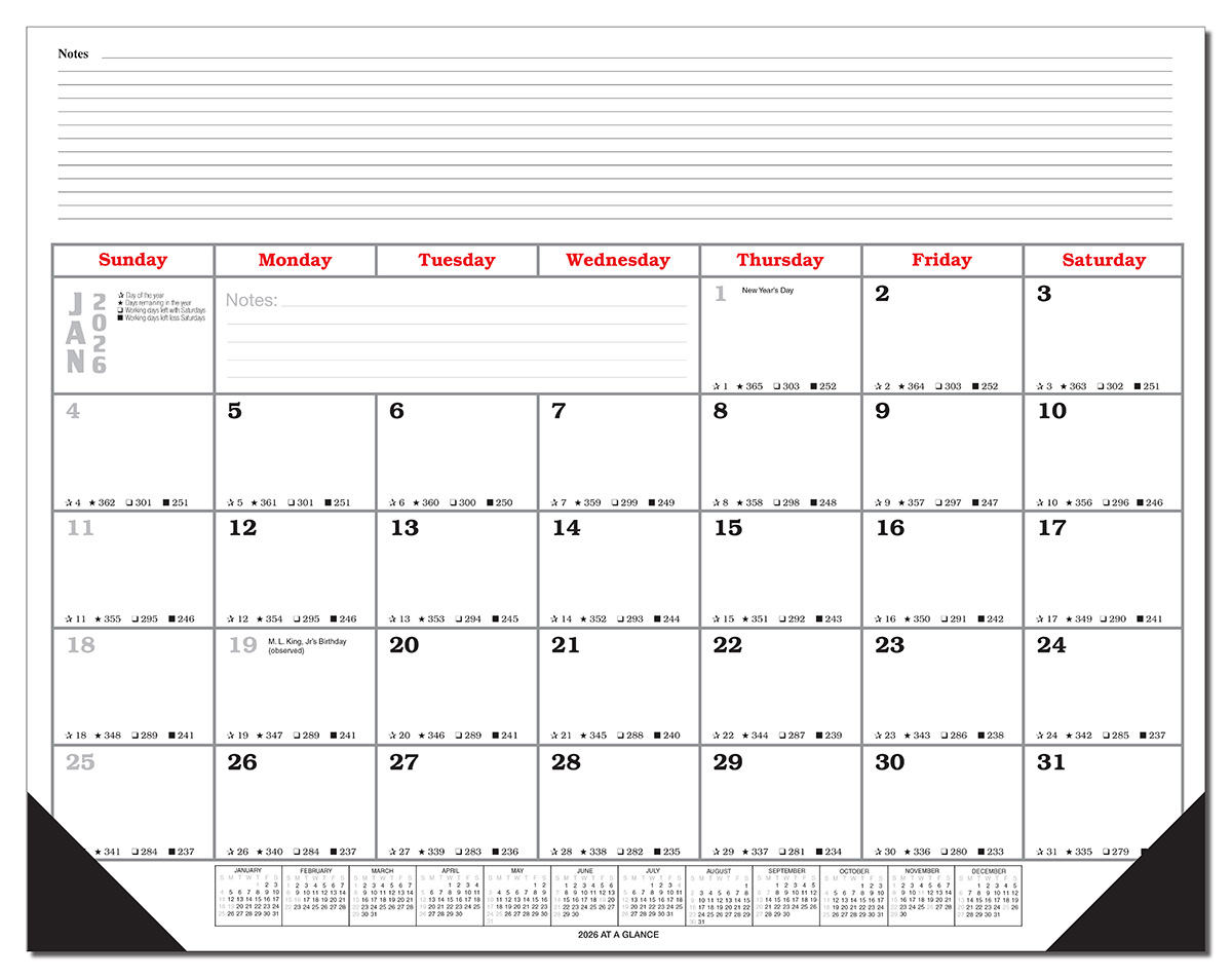 17x22 Desk Calendar | Large Monthly Desk Pad Planner | Calendar Company