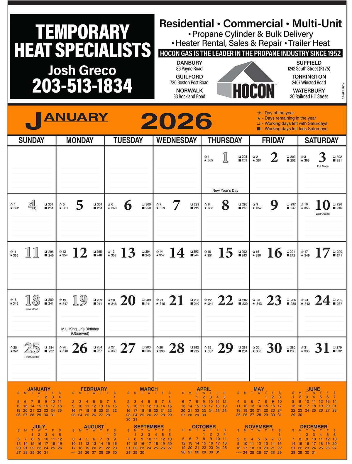 Construction Calendar | Custom Working Days Calendars | Calendar Company