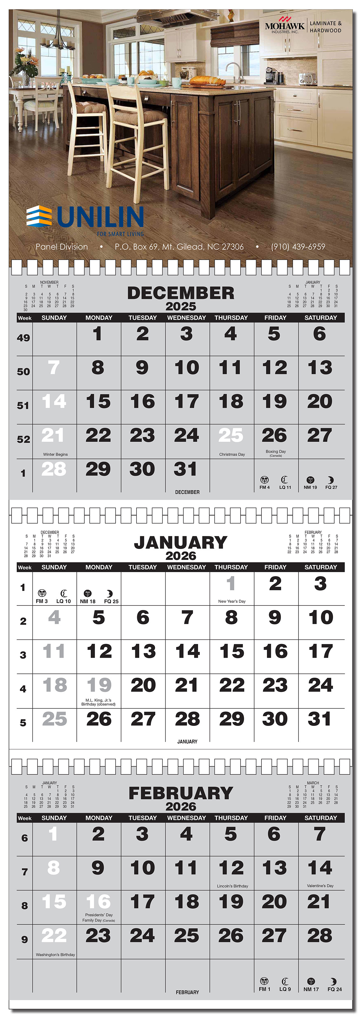 Custom 3-Month Calendar | Four Panel Wall Calendars | Calendar Company