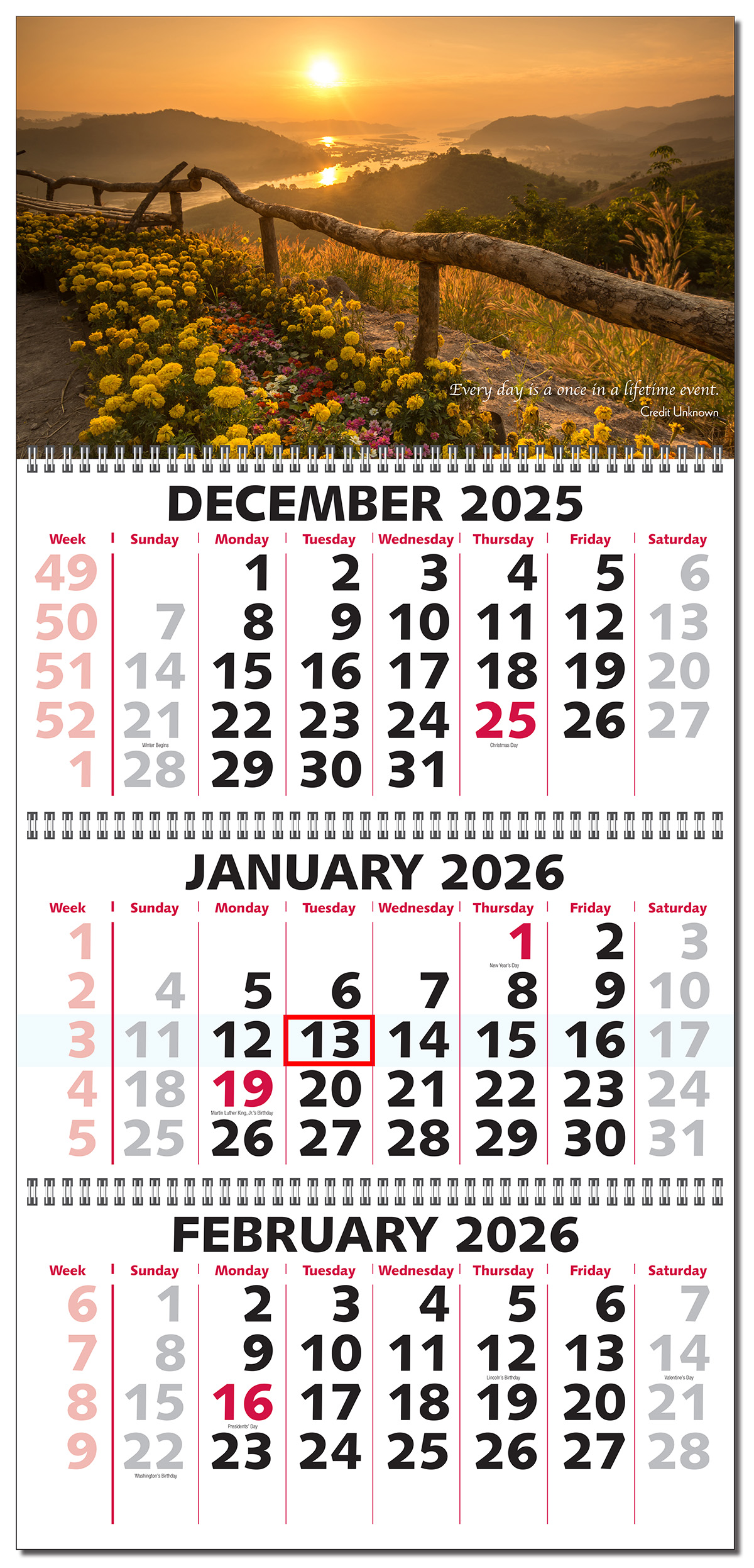 3‑Month Calendar with Week Numbers | Multi-Month Calendars | Calendar ...