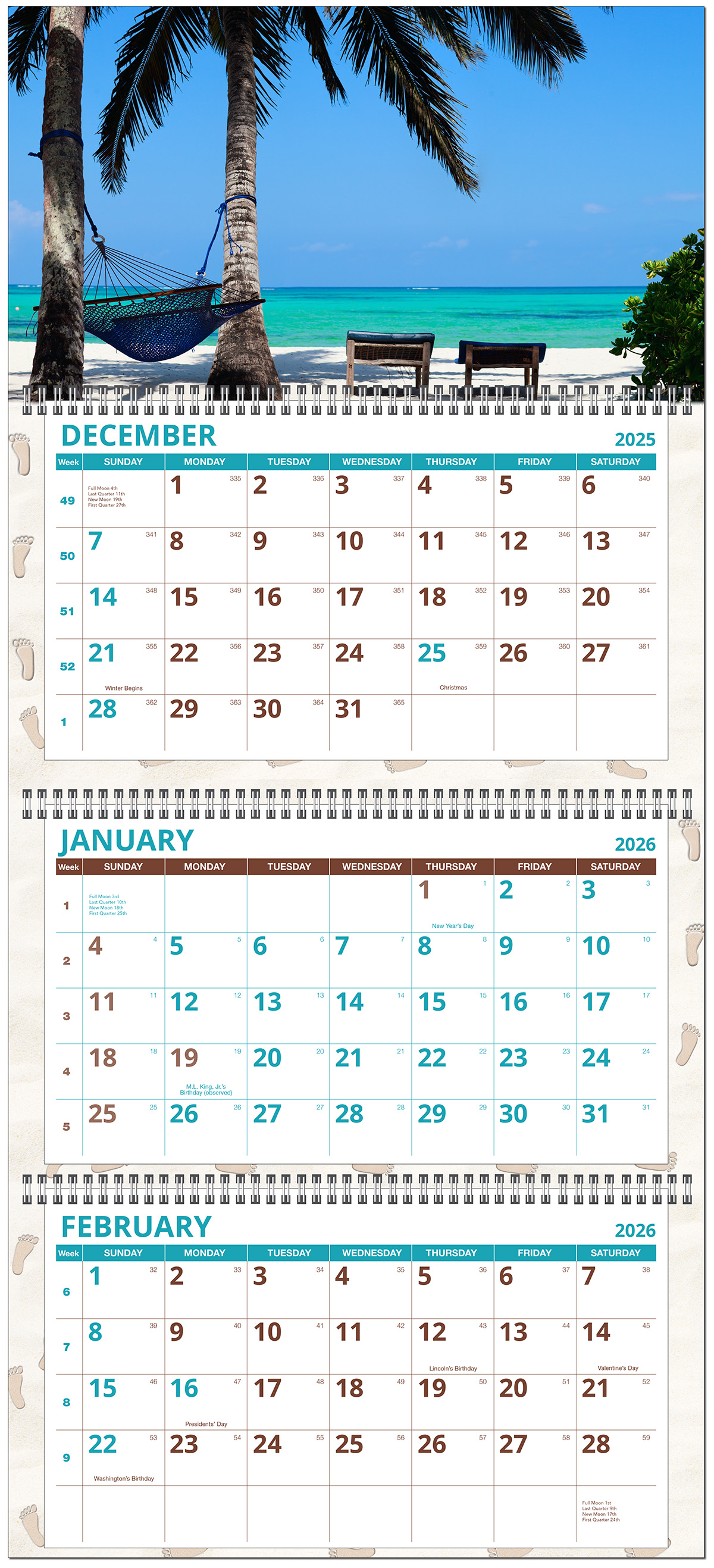 Week Number Calendar | 3-Month Wall Calendar | Calendar Company
