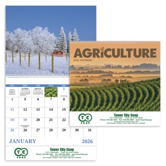 Agriculture Wall Calendar with Spiral Binding | Calendar Company