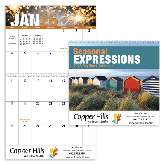 Seasonal Expressions Large Block Wall Calendar - Spiral: Calendar Company