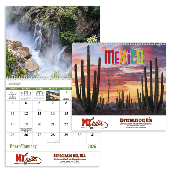 Mexico Wall Calendar | Custom Appointment Calendar | Calendar Company