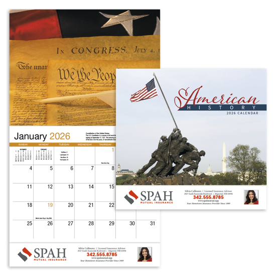 American History Calendar | 13-Month Calendars with Ad | Calendar Company